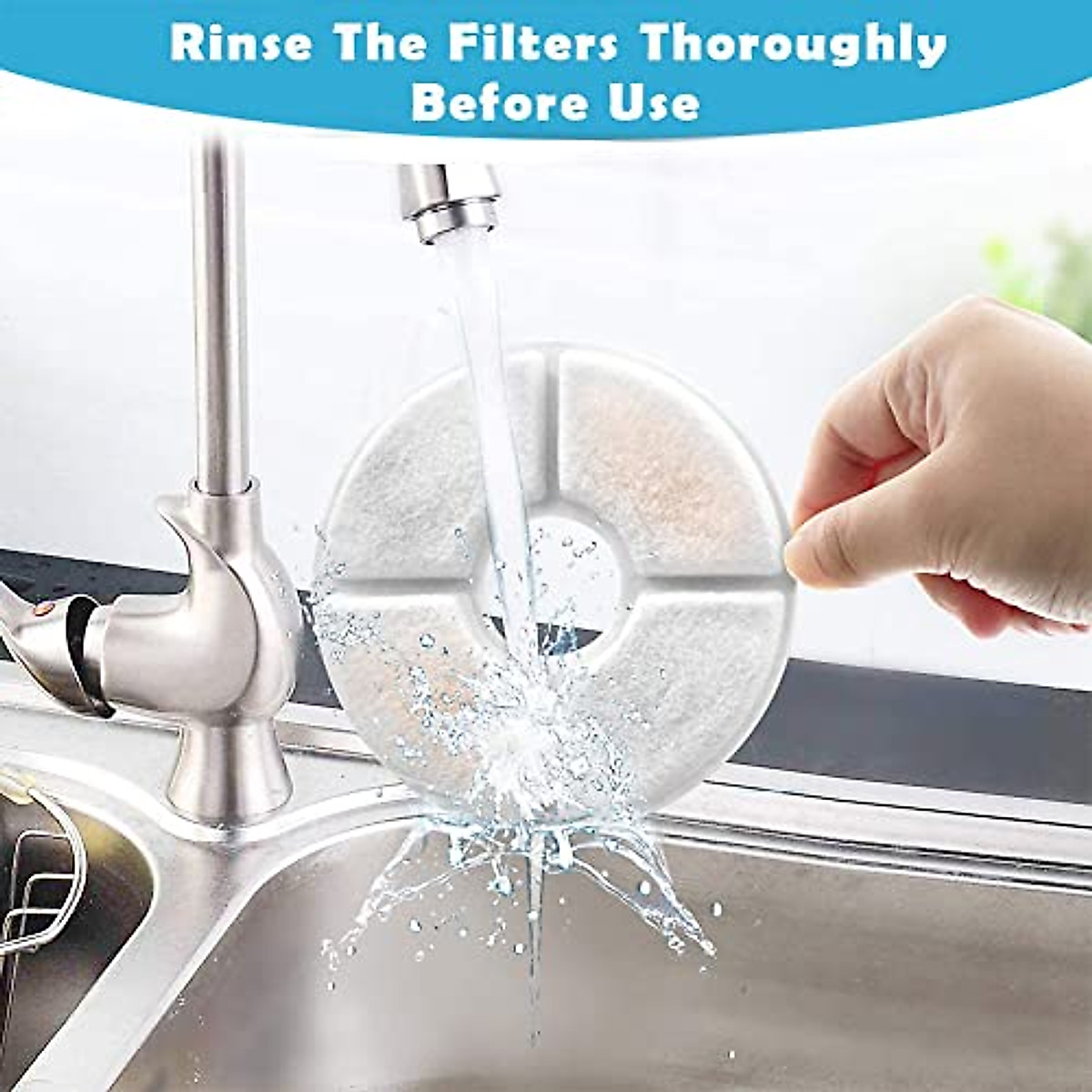 PK.ZTopia 8-Pack Cat Water Fountain Filters, Cat Fountain Replacement Filter, Pet Fountain Filters Compatible with Most Catit Automatic Cat Fountain