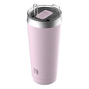 Ello Beacon Vacuum Insulated Stainless Steel Tumbler with Slider Lid and Optional Straw, 24 oz, Black