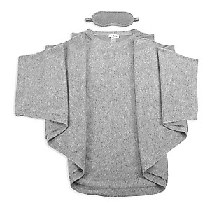 Jet&Bo 100% Pure Cashmere Poncho & Eye Mask Travel Set Gray in Gift Box