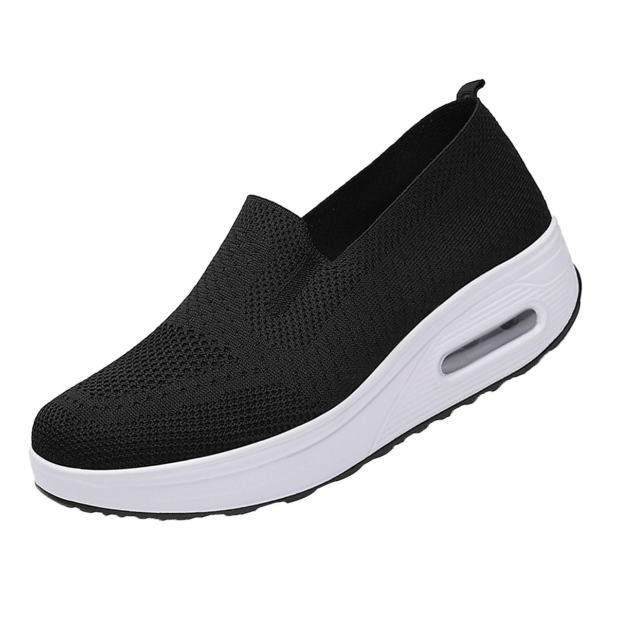 Keilinia Women's Air Cushion Orthotic Comfy Walking Shoes,Lightweight Breathe Mesh Slip-On Diabetic Casual Sneakers (9,Black)