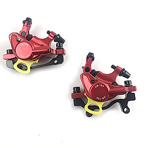 catazer MTB Road HB-100 MTB Road Line Pulling Hydraulic Disc Brake Calipers Front & Rear Mountain Bike Disc Brake E-BIKE Disc Brake (1 Pair Red)
