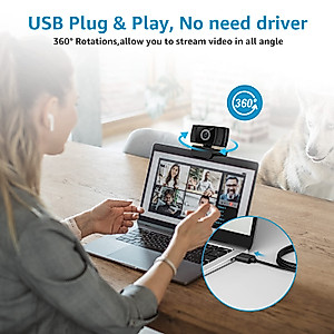 Svarog Webcam with Microphone, Autofocus 1080P HD Webcam with Privacy Cover & Tripod,USB 2.0 Desktop PC Web Camera,Plug and Play,60° Wide-Angle View for Gaming Conferencing Study Streaming Zoom