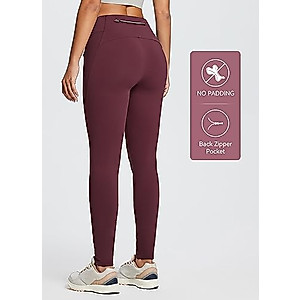BALEAF Women's Fleece Lined Leggings Water Resistant High Waisted Winter Cold Weather Running Gear Zip Pockets Wine Red M
