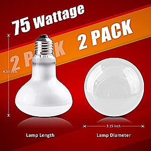 Makmzoon 2Pack Reptile Heat Lamp Bulb,75W UVA Basking Spot Lamp of Bearded Dragon,Heat Bulbs for Reptiles,Reptile Basking Spot Bulb,Sun Heat Bulb for Bearded Dragon Turtle Tortoise