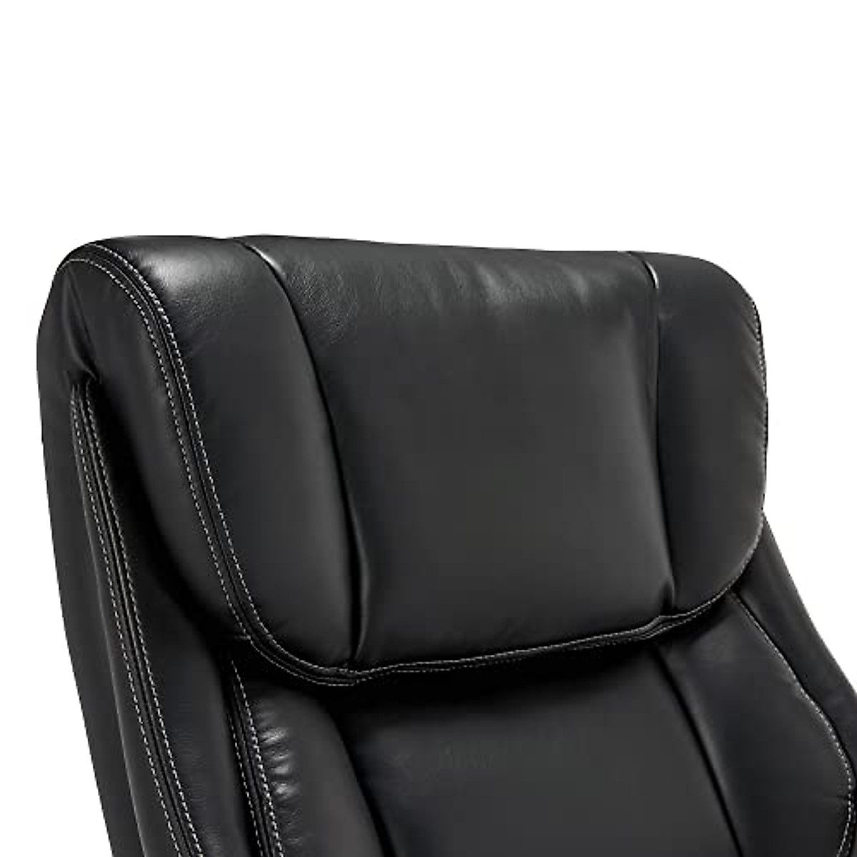 La-Z-Boy Bellamy Executive Office Chair with Memory Foam Cushions, Solid Wood Arms and Base, Waterfall Seat Edge, Bon, Black