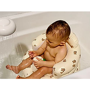 Baby Inflatable Seat for Babies 3-36 Months, Built in Air Pump Infant Back Support Sofa, Infant Support Seat Toddler Chair for Sitting Up, Baby Shower Chair Floor Seater Gifts (Bear Cub)