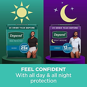 Depend Fresh Protection Adult Incontinence Underwear for Men, Disposable, Maximum, Large, Grey, 72 Count (2 Packs of 36), Packaging May Vary
