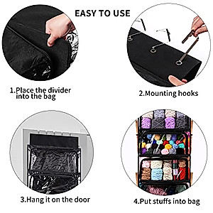 Yarn Storage Organizer Container with Crochet Bag, 5 Layer Separable Large Clear Yarn Bag Organizer for Crochet Hooks, Hanging Yarn Storage Knitting Storage Organizer (3 compartments)