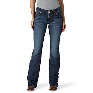 Wrangler Women's Retro Mae Rise Stretch Boot Cut Jean, Mid Wash, 13W x 32L