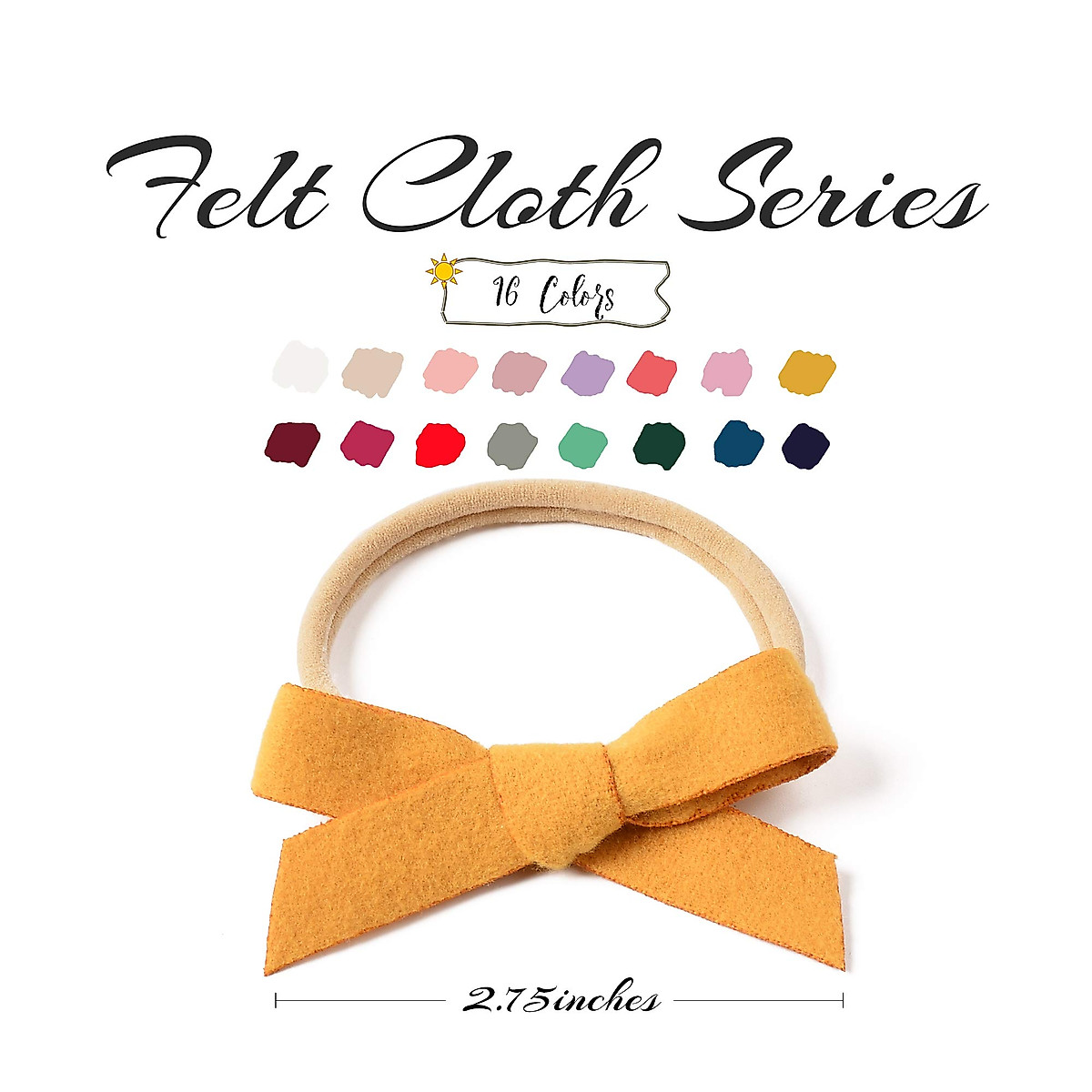 Prohouse 16PCS Baby Nylon Headbands Hairbands Hair Bow Elastics for Baby Girls Newborn Infant Toddlers Kids