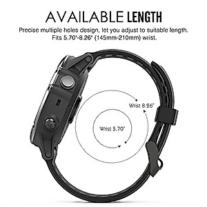 MoKo Band Compatible with Garmin Fenix 3/Fenix 5X, Soft Silicone Replacement Watch Band fit Garmin Fenix 3/Fenix 3 HR/Fenix 5X/5X Plus/D2 Delta PX/Descent Mk1 Smart Watch - Black