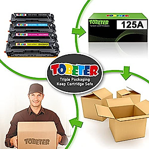 ToBeter 125A CB540A CB541A CB542A CB543A Compatible Toner Cartridge for HP Color Laserjet CP1215 CP1518ni CM1312nfi CM1312 CP1515n CP1525nw M251 Printer 4 Pack(Black Cyan Magenta Yellow)
