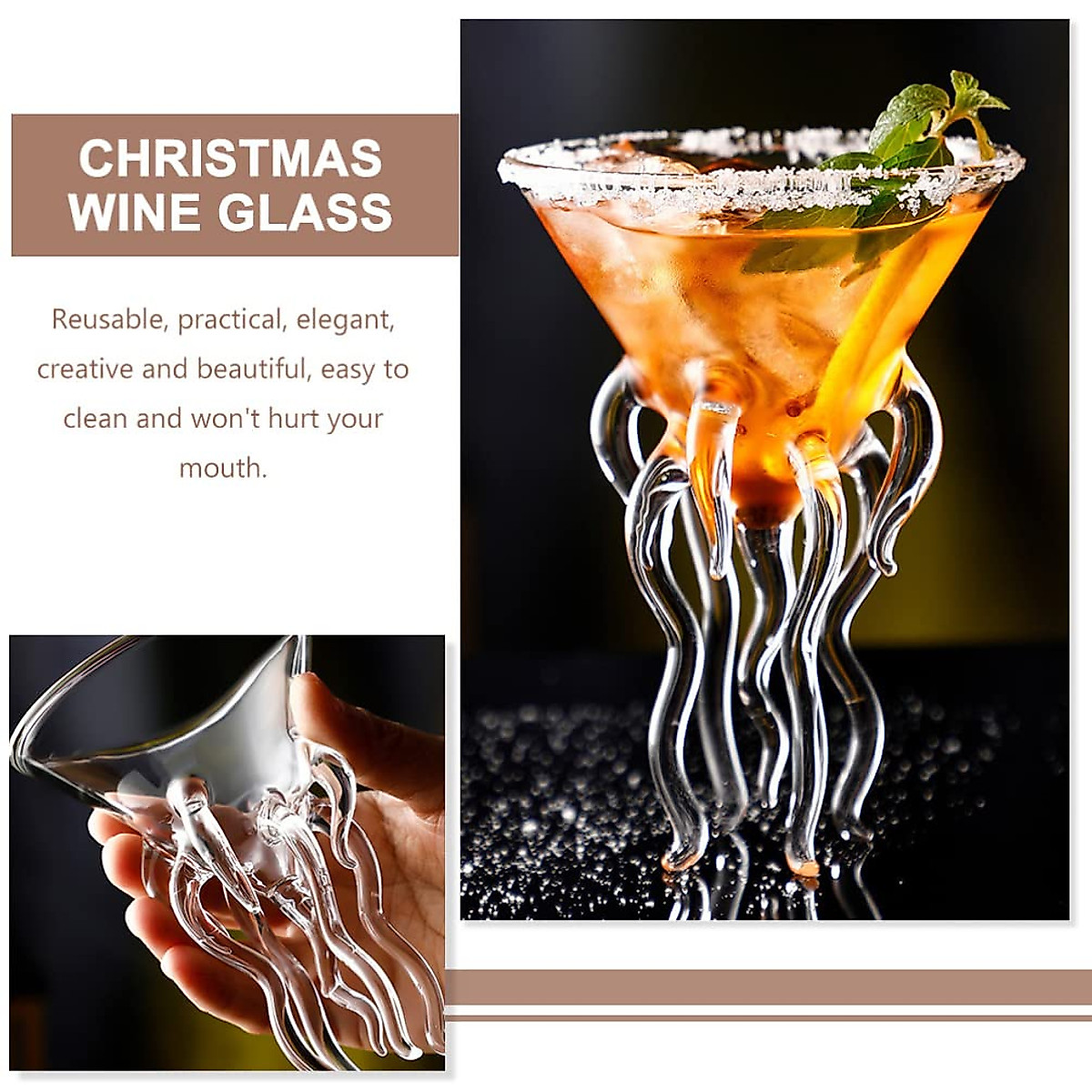 Cabilock Cocktail Glass Goblet Octopus Glass Wine Cups Party Drinking Cups Exquisite Martini Glasses Novelty Drink Cup for Party Bar