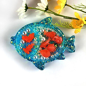 4 PCS Jewelry Tray Resin Mold,Flower Heart Fish Owl Tray Silicone Mold,Jewelry Storage Box Resin Casting Mold for DIY Epoxy Crafts