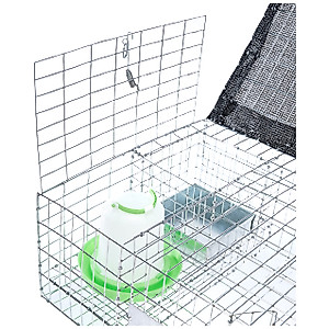 Bird B Gone - Pigeon Trap - Spacious 35"x16"x8" Cage for Up to 12 Birds - Shade, Water Container & Food Pan - 3 One-Way Doors - Durable & Lightweight (10 lbs) - Humane Bird Control