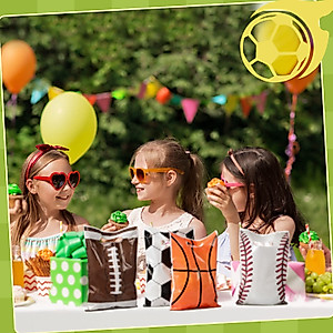 100 Pcs Football Sports Party Favor Bags Soccer Candy Gift Bags, Plastic Goodie Treat Bags Bulk with Handles for Baseball Basketball Theme Event Gift Bag Birthday Supplies Decorations