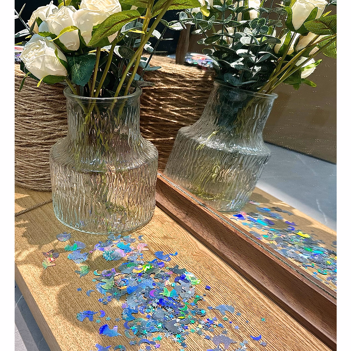 Sparkling Star Foil Confetti,Unicore Moon Star Table Confetti(2.1OZ/60grams),Halloween Glitter Sequins, Iridescent Party Decorations for Halloween Birthday Wedding Festival Party DIY Table Deco