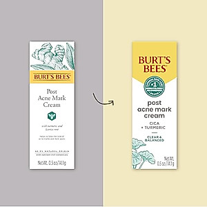 Burt’s Bees Post Acne Mark Cream for All Skin Types, Gentle Dark Spot Correcting Cream for Face, Formulated with Turmeric, 0.5 Oz.