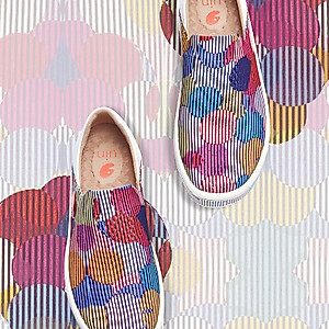 UIN Women's Fashion Sneakers Lightweight Walking Casual Slip Ons Art Painted Athletic Travel Skate Shoes Knitted Cordoba Colored Bubble (9)