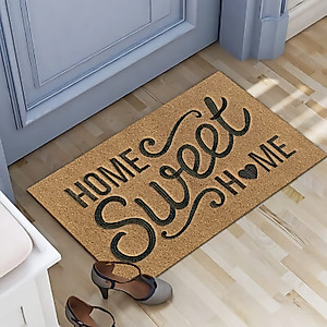 AAZZKANG Brown Welcome Mats for Front Door Home Sweet Home Door Mat Outdoor Indoor with Non Slip Rubber Backing Easy to Clean Outside Inside Doormat