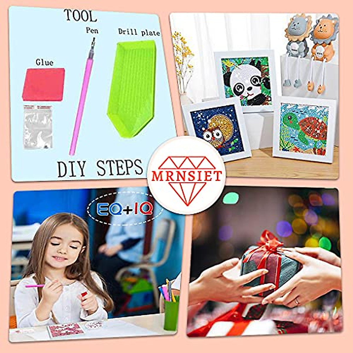 cupmod 6 Pieces 5D Diamond Painting Kit for Kids, Full Drill Diamond Painting Kits for Beginners DIY Diamond Art Craft Set for Home Wall Decor 6x6 inch