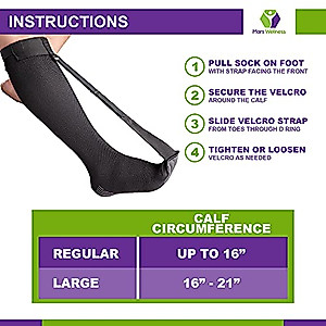 MARS WELLNESS Plantar Fasciitis Brace Stretch Night Sock With Tread - For Pain Relief from Plantar Fasciitis and Achilles Tendonitis - Foot Splint Support - Black - Regular