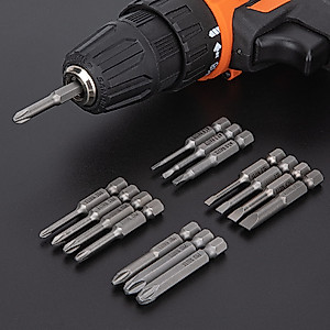 15 Piece Slotted Phillips Triangle Screwdriver Bit Set, 1/4 Inch Hex Shank S2 Steel Magnetic 2 Inch Long Drill Bits