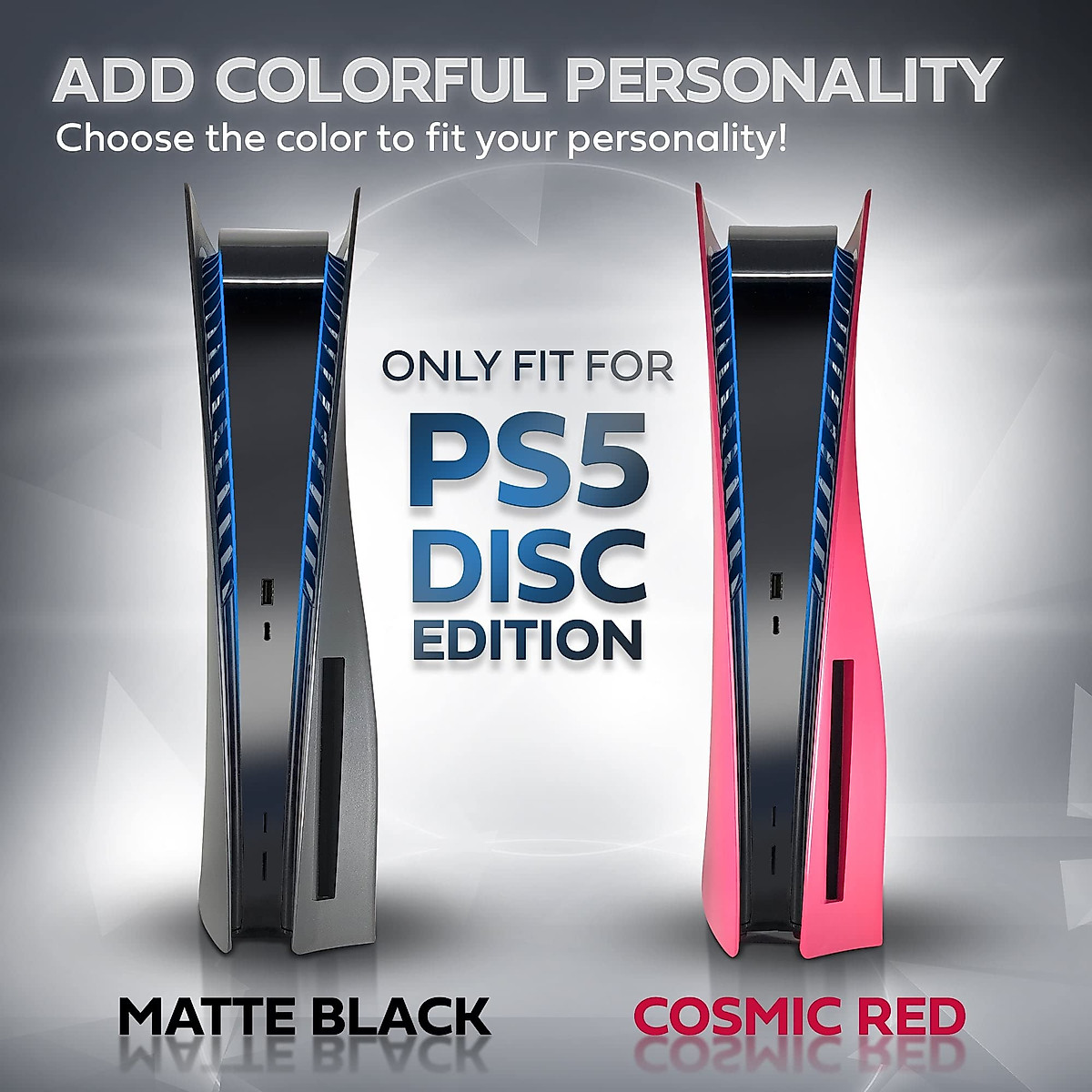 HAPROUND PS5 Face Plates for Disc Edition, Replacement Cover Plates, ABS Shell, Hard Shockproof PS5 Console Cover (Cosmic Red)
