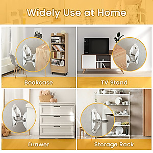 Furniture Anchors (10 Pack) for Baby Proofing, Furniture Straps Anti Tip Furniture Anchor Securing 400 lbs/Keep Baby Pet Safety from Falling Furniture, Metal White Earthquake Straps