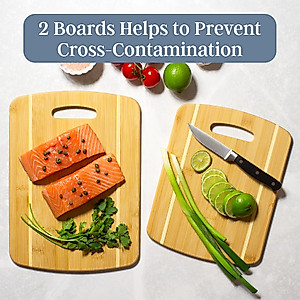 Totally Bamboo Two-Piece Striped Bamboo Cutting Board Set, 13" x 9-1/2" and 11" x 8-1/2"