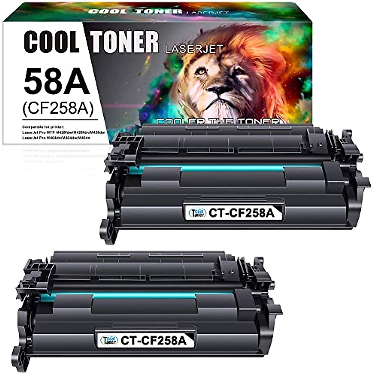 Cool Toner Compatible Toner Cartridge Replacement for HP 58A CF258A 58X CF258X Toner HP Pro M404n M404dn MFP M428fdw M428fdn M404dw M428dw M404 M428 M304 Printer Toner Ink (Black 2-Pack)