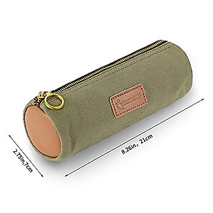 iDream365 Canvas Simple Pencil Case Bag Pouch，Durable with Brass Zipper,Match Color Design-Green