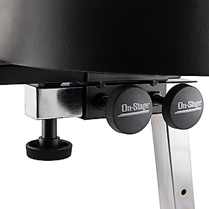 On-Stage DT8500 Guitar/Keyboard Throne (Seating for Keyboards, Pianos, Synths, Organs, and Guitars, Adjustable Height, Padded Backrest, Cushioned Seat, Built-in Footrest, Rubber Feet, Metal, Black)