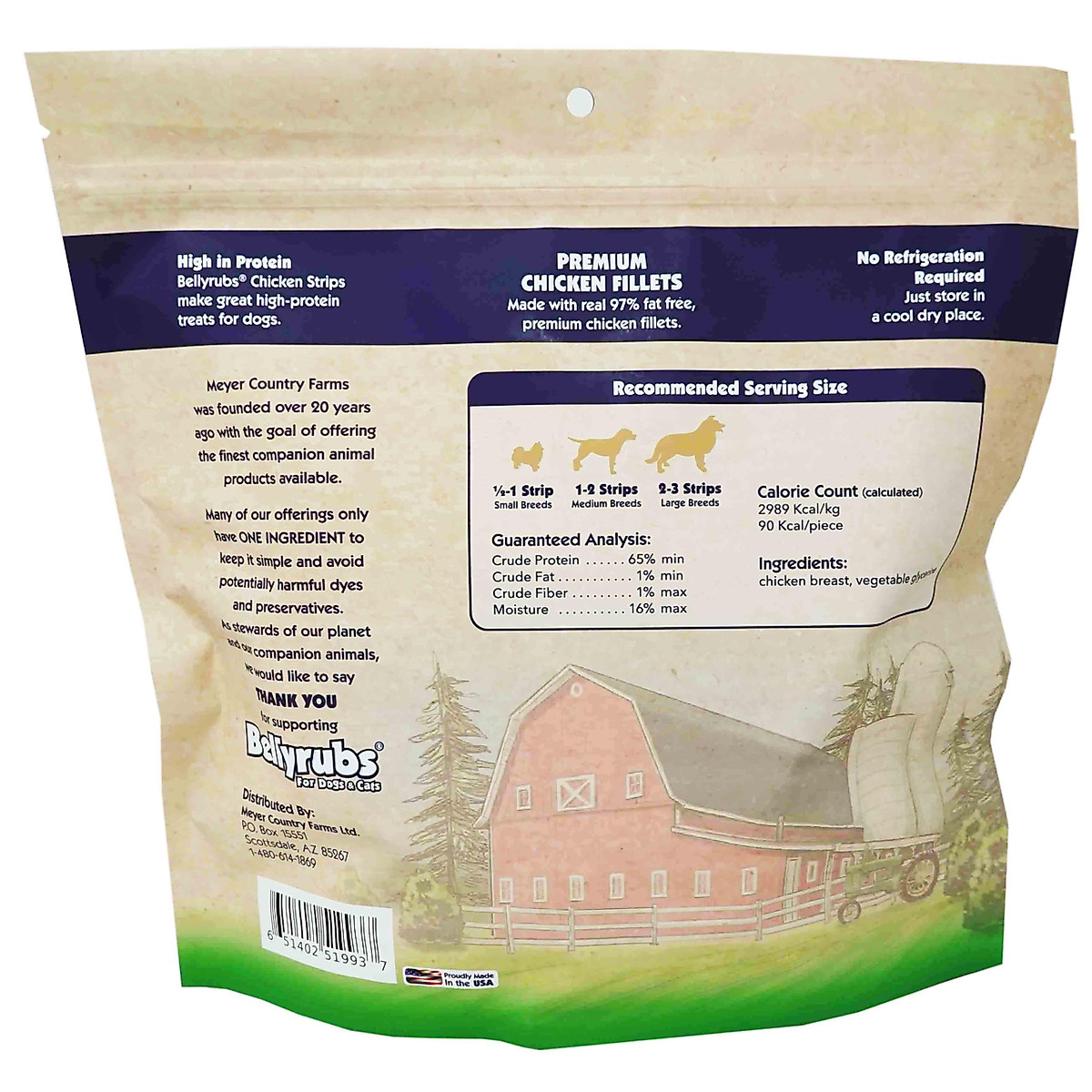 Bellyrubs Country Style Chicken Strips for Small to Large Dogs 20oz | Real Chicken Fillet Sticks | All-Natural Gluten & Grain Free Chicken Jerky Treats | High Protein Dog Training Chews | Made in USA