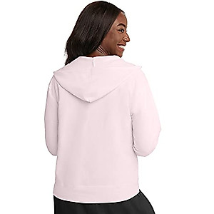Hanes Women's EcoSmart Full-Zip Hoodie Sweatshirt, Pale Pink, Large