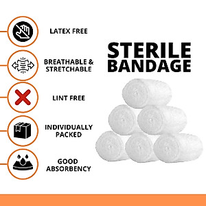 8 Pack Sterile Gauze Stretch Bandage Roll, 4.5 Inch x 4.1 Yards 6 Ply Approved, Kerlix Gauze Bandage Rolls Used for Wound Care, Easy to Use Cotton Ply Rolled Hand Wrap Dressing Ankles & Knees