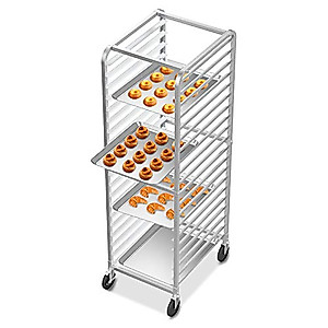 VINGLI 20-Tier Bakery Rack Commercial Stainless Steel Sheet Pan Rack with Brake Wheels for Kitchen, Restaurant, Pizzeria