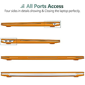 DONGKE Compatible with MacBook Air 13 inch Case 2021 2020 2019 2018 Release Model: M1 A2337 A2179 A1932, Matte Hard Case Cover for MacBook Air 13 inch with Retina Display Touch ID - Orange