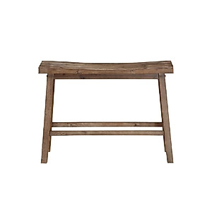 Benjara Saddle Seat Wooden Bench with Canted Frame, Brown