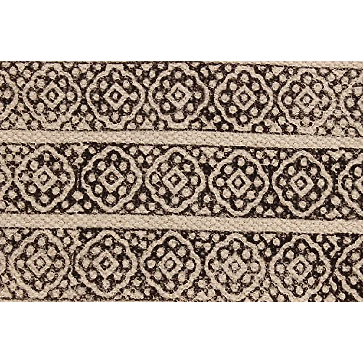 Casavani Rag Rug Collection Geometrict Rug - Black and Gray, Handmade Boho Stripe Cotton, Ideal for High Traffic Area in Entryway Living Room Bedroom Bathroom 4x15 Feet Runner