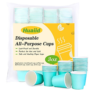 Huaiid 200 Pack 3 oz Paper Cups Disposable Mouthwash Cups Bathroom Cups Espresso Cups Small Paper Cups for Snack Perfect for Home Condos Rvs Campers (Blue)