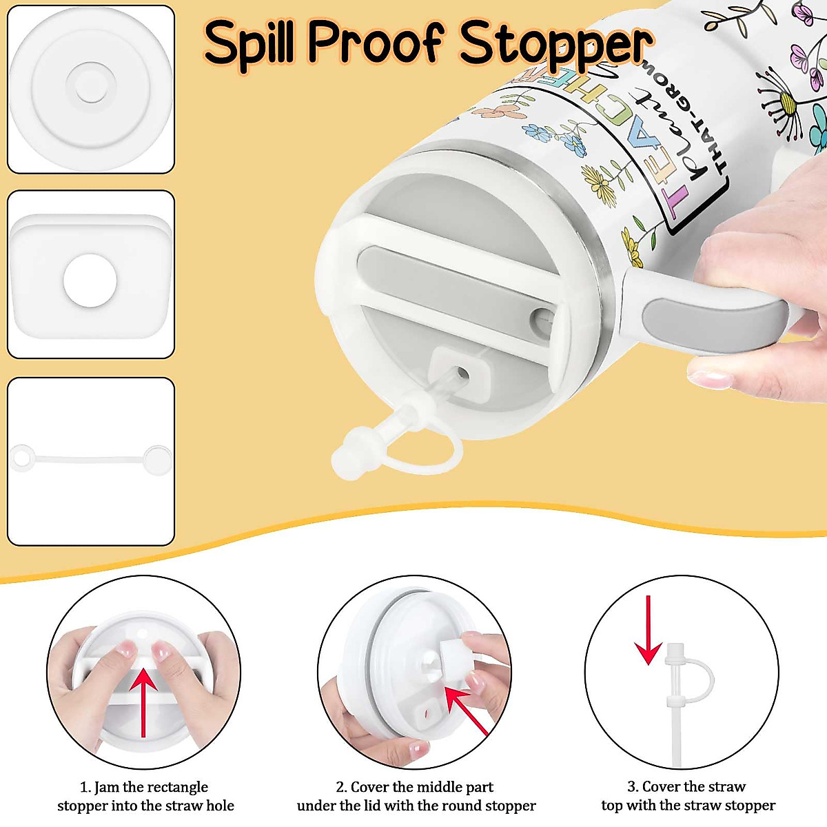 Muwnrol Teacher Gift Tumbler, Teacher Appreciation Week Gift For Teacher, Teacher Plant Seeds That Grow Forever Teacher Gift 40 Oz Tumbler with Handle