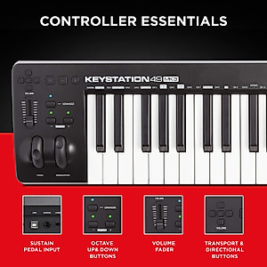 M-Audio Keystation 49 MK3 - Synth Action 49 Key USB MIDI Keyboard Controller with Assignable Controls, Pitch and Mod Wheels, and Software Included