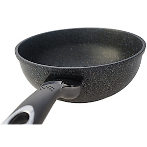 HOME N KITCHENWARE 9-Layered Premium Marble Pan- Ceramic Marble Wok - Easy to Clean Nonstick Frying Pan - Korean Marble Coating, Induction Ready, Cast Aluminum Woks & Stir-Fry Pans - 8.5 inch