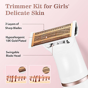 Electric Razors for Women, 4 in 1 Cordless Portable Rechargeable Womens Electric Shaver for Legs Face Eyebrow Nose Pubic Hair Bikini Trimmer, Painless Body Hair Remover by Gurelax