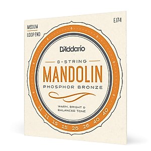D'Addario Mandolin Strings - Mandolin Strings - Phosphor Bronze - For 8 String Mandolin - Rich, Full Tonal Spectrum - EJ74 - Medium, 11-40