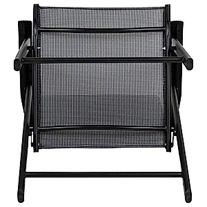 EMMA + OLIVER Gray Outdoor Folding Patio Sling Chair with Black Frame/Portable Chair (2 Pack)