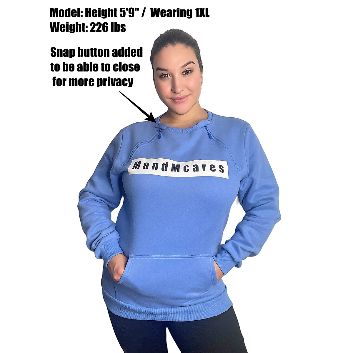 MandMcares Plus Size Sweater| Dialysis shirts with zipper| Hemodialysis clothing | Chemowear Chest Port Access Shirt for Men and Women 1XL