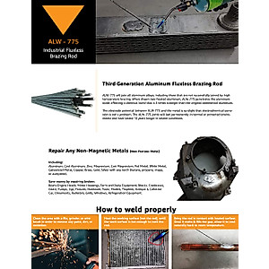 ALUMINUM FLUXLESS 5 PC.18" BRAZING RODS WELDING RODS REPAIR NON FERROUS NON MAGNETIC METAL