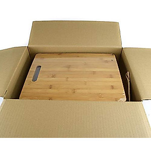(Set of 10) 15"X11" Thick Sturdy Bulk Rectangular Plain Bamboo Cutting Boards | For Customized Engraving Gifts | Wholesale Premium Blank Board (With Handle)